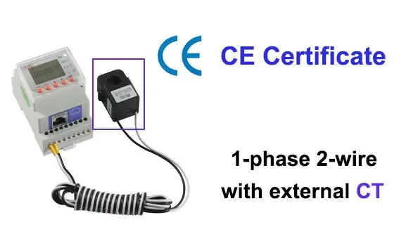 Single-phase two-wire connection of ACR10R-DxxT Single-phase PV Reflux Monitoring Meter