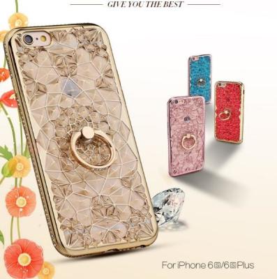 China Crystal Rhinestone Diamond Ring Stand/Holder Electroplating TPU Case For Iphone 6 for sale