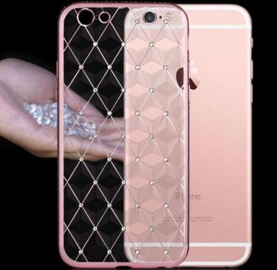 China Crystal Rhinestone Diamond Kariert Texture  TPU Case For Iphone 6 6S for sale