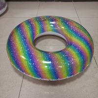 China Clear Round Star Inflatable Glitter Pool Float Swimming Ring 36inch PVC for sale