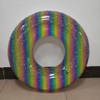 China Clear Round Star Inflatable Glitter Pool Float Swimming Ring 36inch PVC for sale
