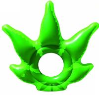 China Custom Green Leaf Inflatable Swimming Float 64x64 Inch 0.25mm PVC Pool Party for sale