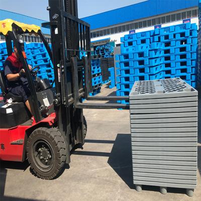 China 1200*1000*140mm Single Faced Plastic Pallet Heavy Duty Durable Euro Mesh Nine Feet for sale