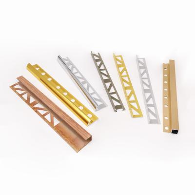 China 12mm Aluminum Tile Edge Trim , Anodized Square Ceramic Gold Metal Tile Trim for sale
