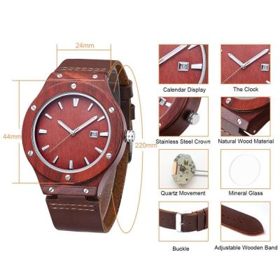 Cina L'esposizione analogica del quadrante progetta gli orologi per il cliente, uomini impermeabilizza l'orologio del legno in vendita