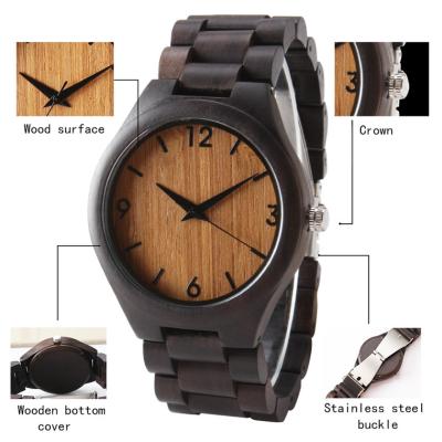 Cina Orologio di bambù resistente di legno del quarzo dell'acqua di bancomat del quadrante 3 dell'orologio degli uomini in vendita