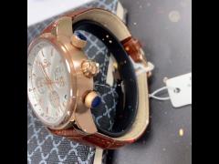 Best Stainless Steel Quartz Wristwatch for Business Men with Real Leather Band 50M Waterproof