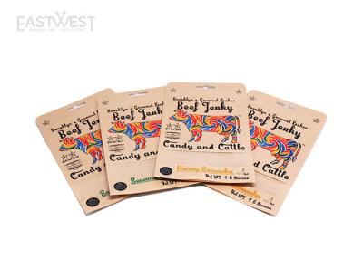 China Stand Up Kraft Paper Pouches Green Looking Beef Jerky Packaging With Window Hang Hole for sale