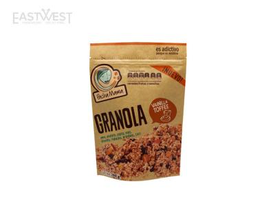 China Stand Up Resealable Brown Paper Bags Natural Looking For Granola / Grains for sale
