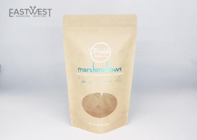 China Natural Raw Material Kraft Paper Stand Up Pouch Flat Bottom For Solid Foods for sale