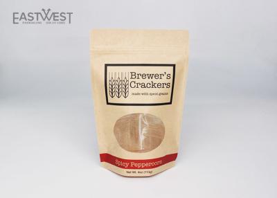 China Snacks Custom Printed Kraft Paper Pouch With Round Clear Window Packaging for sale