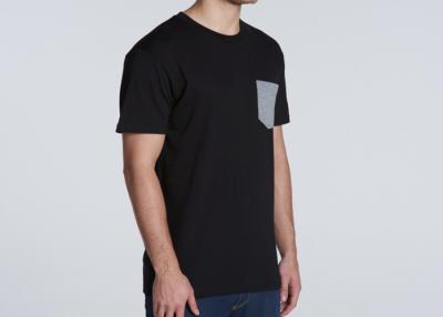 China Summer Black T Shirt 0.24 Kg , Cool Men'S T Shirts With Contrast Pocket for sale