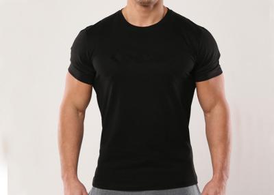 China Anti Wrinkle Training Mens Cotton T Shirts Black Color OEM Service for sale
