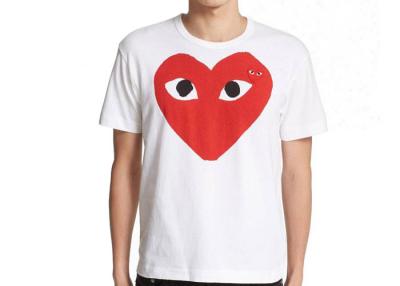 China Anti Shrink Soft Mens White T Shirts Digital Printing Fun Hearts Graphic for sale