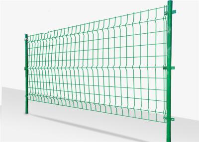50*200mm Pvc Coated Wire Mesh Fence 3d Curved Welded With Peach Post