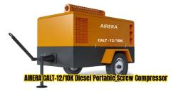 AIRERA CALT-12/10L Diesel Portable Screw Air Compressor | Compact Power for Outdoor Jobs