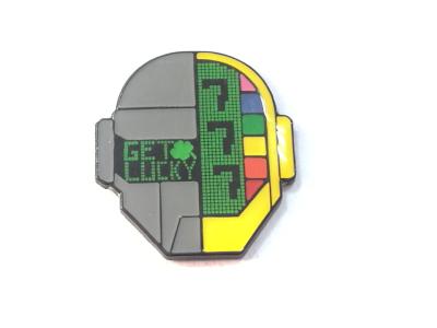 China Custom Lucky Soft Enamel Lapel Pins with Epoxy Cover Robot Head Shape for sale