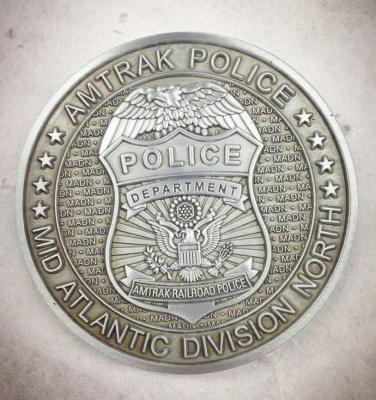 China Custom Metal Military Challenge Coins Hard Enamel Gold Plating For Amtrak Police for sale