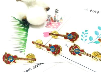 China Delicate Guitar Shaped Gold Plating Custom Enamel Badges No Minimum Order for sale