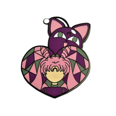 China Purple Color Heart Shape Lapel Enamel Pins , Customed Hard Enamel Lapel Pins Badges for sale