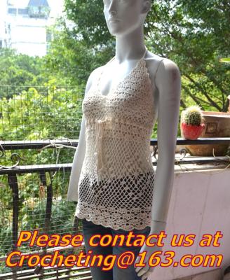 China women lace crop top/deep v neck halter top/spaghetti strap tank tops/lace colete croche/wh for sale
