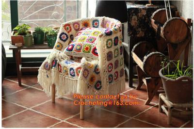 China Countryside Handmade crochet hook Daisy blanket, Cashmere knitted blanket throw, sofa Wove for sale
