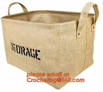Chine Custom-built hot sale jute clothes store receive cube storage basket, jute dirty clothes cube storage basket à vendre