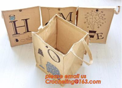 Chine Custom-built hot sale jute clothes store receive cube storage basket, jute dirty clothes cube storage basket à vendre