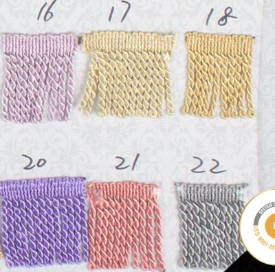 China 6.5cm polyester tassel long curtain fringe trim, water soluble 100% polyester fringe trimming for curtain for sale