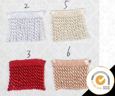 China 6.5cm polyester tassel long curtain fringe trim, water soluble 100% polyester fringe trimming for curtain for sale