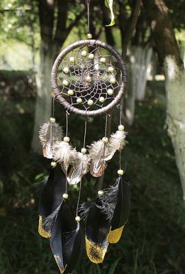 Wind Chimes Indian Style Feather Leather Gold Dream Catcher for Home Decor Hanging Decoration Nice Gift