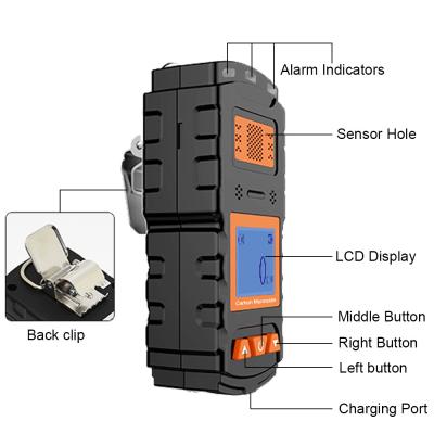 China Detector de alarme de monóxido de carbono portátil contínuo com registrador de alarme de 1000 ppm à venda