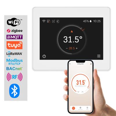 China Multi-Protocol Smart HVAC Thermostat – WiFi/Zigbee/Tuya, Remote App/Touchscreen Control, 2/4-Pipe System Compatible for sale