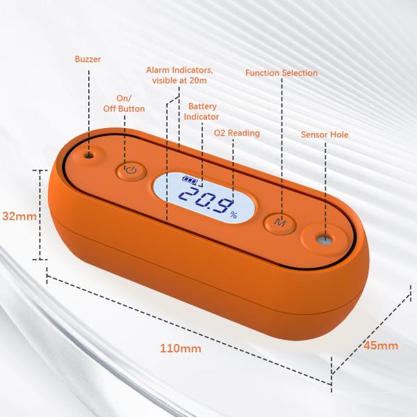 Quality High Precision Portable Oxygen Gas Detector | 9V Battery, LCD Display & Data for sale