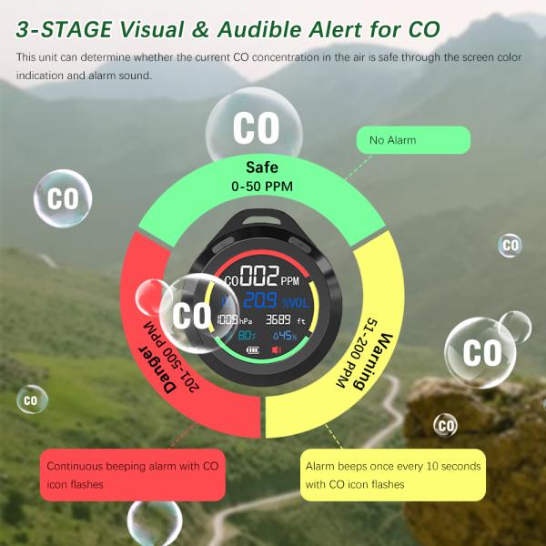 Quality PT08 Portable Carbon Monoxide (CO) Alarm | 300-1100hPa Air Pressure Range, for sale