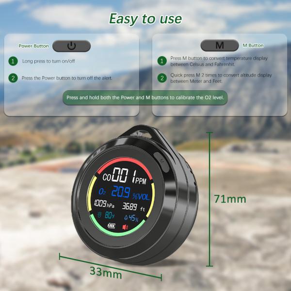 Quality PT08 Portable Carbon Monoxide (CO) Alarm | 300-1100hPa Air Pressure Range, for sale