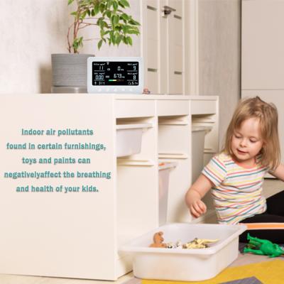 China Wi-Fi Air Quality Monitor Detects Pollen, TVOC, CO, CO2, PM2.5, 1.0, Temp. and RH, Air Quality Sensor & IoT Controller for Home for sale