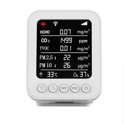 China Smart Tuya WiFi Air Quality Monitor Detects CO2/PM2.5/HCHO/TVOC  Temperature Humidity with NDIR Sensor for sale