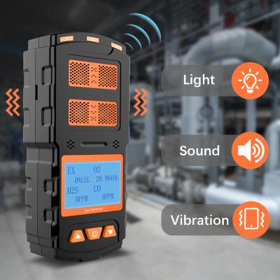 China Portable 4-Gas Monitor EX CO O2 H2S Combustible Gas Leak Detection LCD Display Explosion-Proof 2000mAh Battery Sound Vibration Alarm for sale