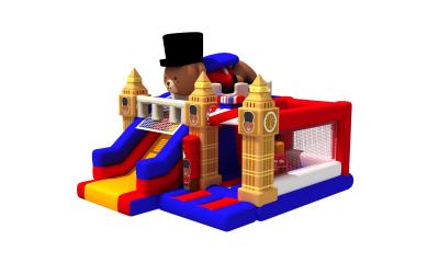China Fireproof Colorful Inflatable Combos Little Brown Bear Theme Castle Inflatable Bounce With Slide for sale