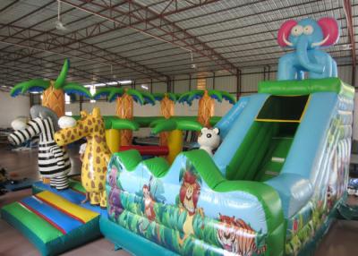 China Inflatable Fun City Zebra Elephant Themed Fun City Inflatable Safari Park Jumping House With Slide for sale