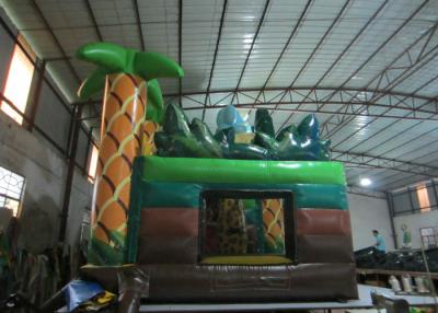 China New elephant inflatable combo jumping house zoo animals palm trees inflatable combo house for sale