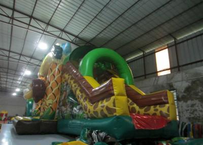 China New elephant inflatable combo jumping house zoo animals palm trees inflatable combo house for sale