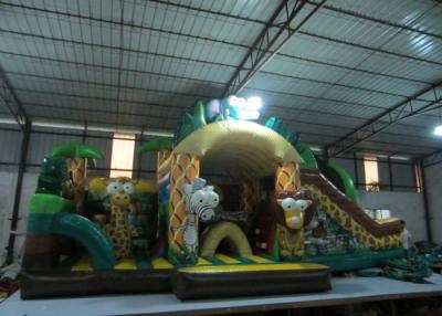 China New elephant inflatable combo jumping house zoo animals palm trees inflatable combo house for sale