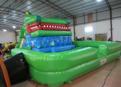 China Crocodile cartoon themed inflatable water slide with big water pool big inflatable crocodile water pool slide for sale