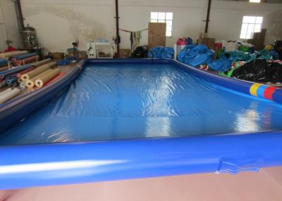 China Rectangle  Blue Giant Pool Inflatables Strong PVC , Huge Inflatable Pool 10 X 5 X 0.3m for sale