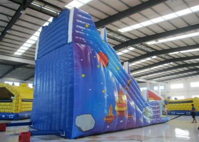 China Spaceship themed inflatable high dry slide Top hot sale blue inflatable high slide for sale