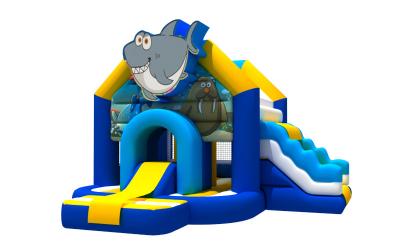 China Ocean Park Theme Shark Cartoon Inflatable Bouncy Castle With Slide Inflatable Bouncer Combo for sale