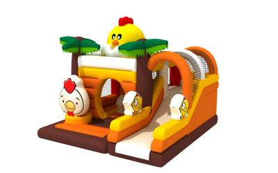 China Digital Printing Inflatable Combos Chicken Cartoon Inflatable Bouncy House With Slide Jumping House for sale