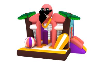 중국 OEM 야외 붐스 하우스 콤보 플라밍고 만화 테마 슬라이드와 함께 붐스 하우스 판매용